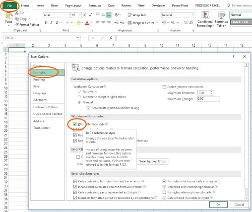 Column Headings Column Numbers Instead Of Letters Professor Excel 