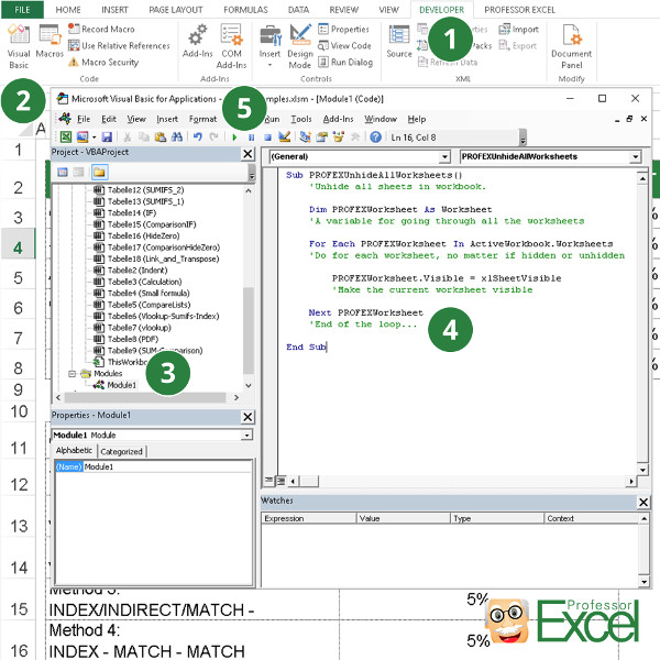 How To Unhide All Hidden Very Hidden Excel Sheets At Once
