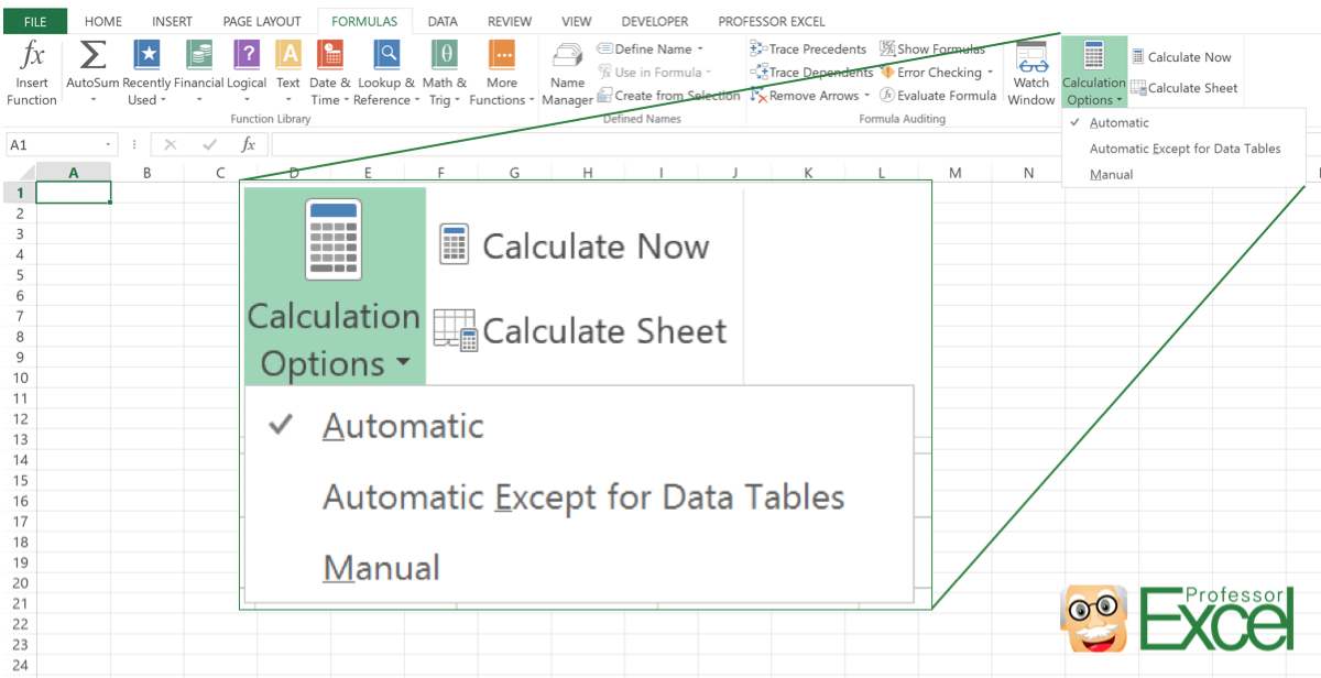 Overview Calculation Options Professor Excel