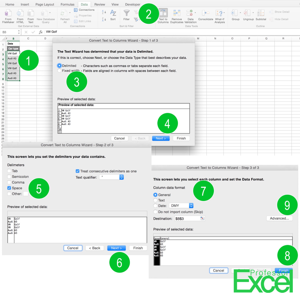 Separate Text Into Columns In Excel Professor Excel Professor Excel