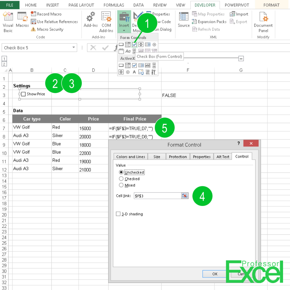 Buttons In An Excel Cell How To Add A Form Control Professor Excel