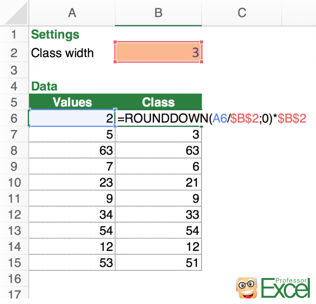 Example Classes Professor Excel