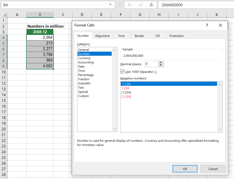 Thousands Or Millions In Excel How To Change The Number Unit