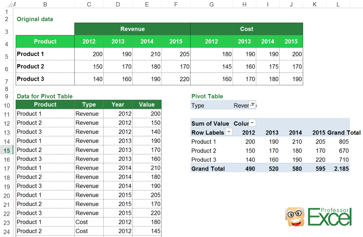 Result Professor Excel