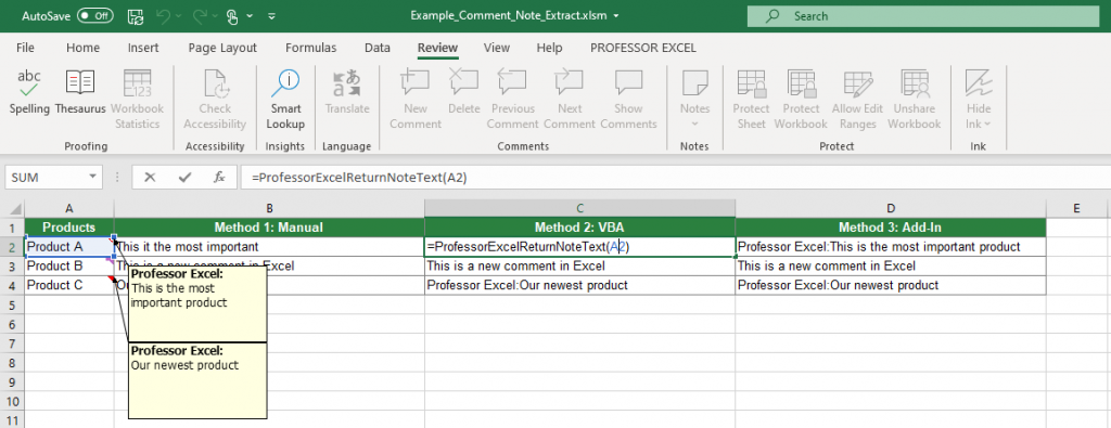 Extract Comment Text from Excel Cell: 3 Easy Methods (+Download)