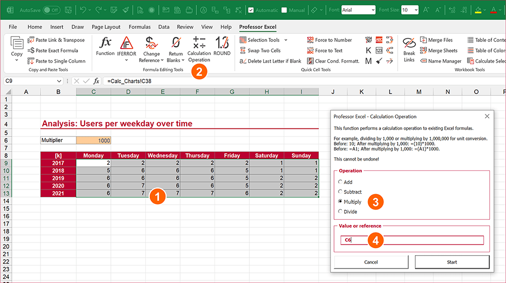 How to Multiply Existing Excel Formulas by Another Cell