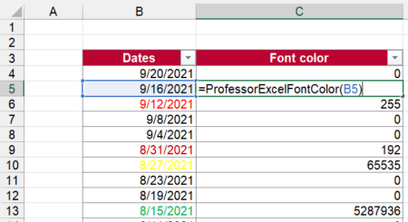 How to Return the Font Color From Excel Cell