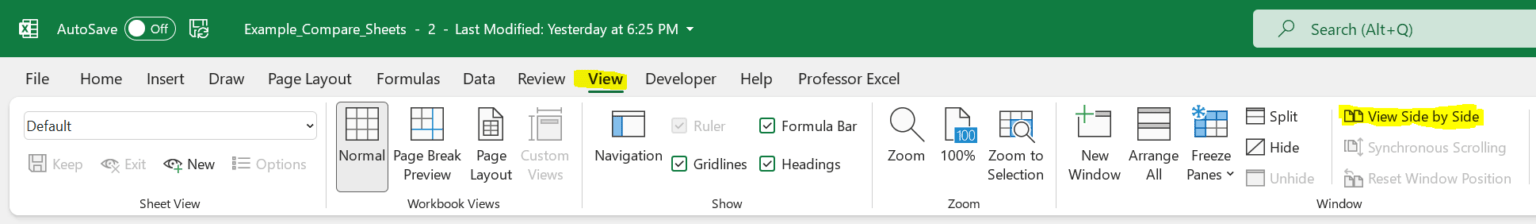 How to See an Excel File in Two Windows Side by Side