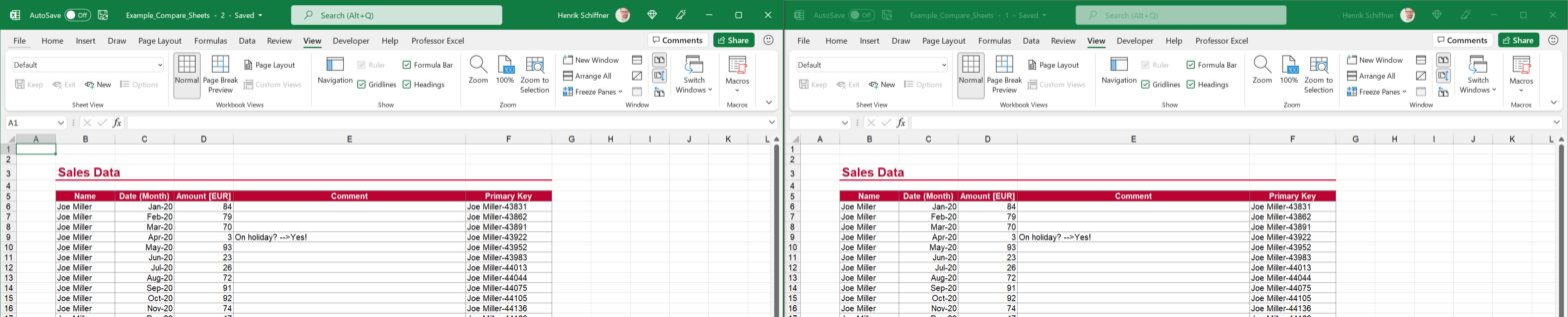 How to See an Excel File in Two Windows Side by Side