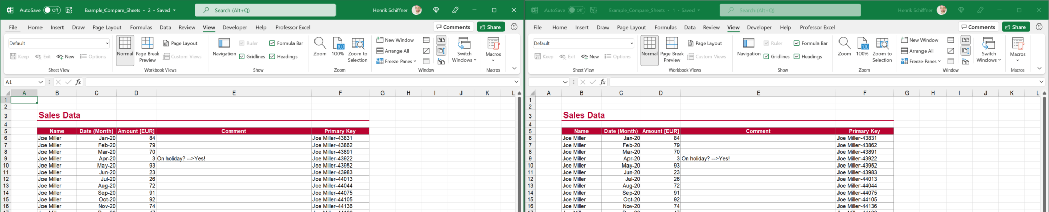 How To See An Excel File In Two Windows Side By Side 1021
